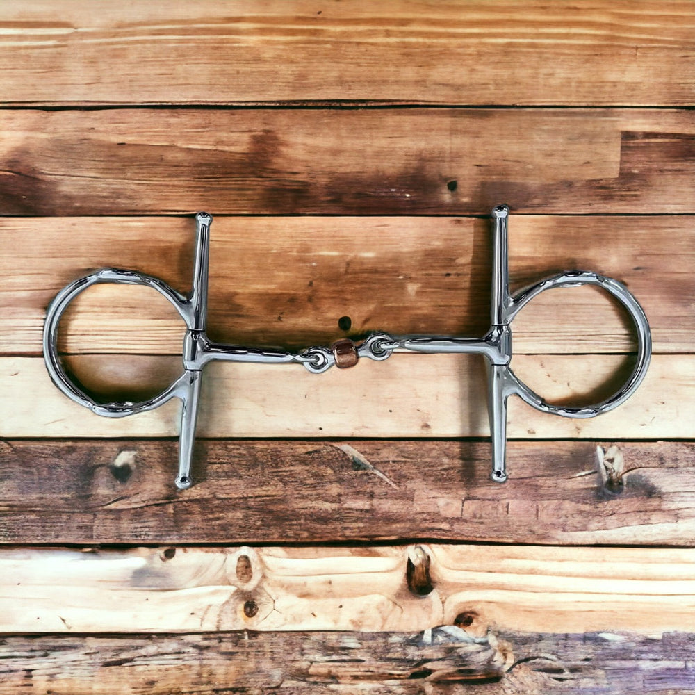 English Style Stainless Steel Horse Bit - Full Cheek Copper Ball Desig